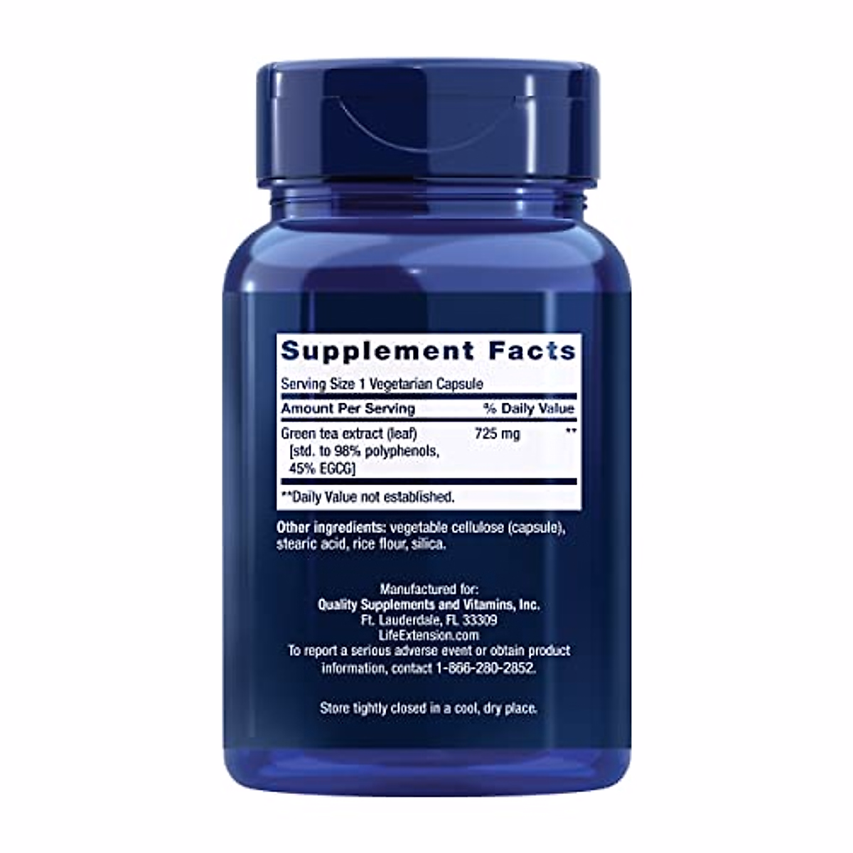 Life Extension Lightly Caffeinated Mega Green Tea Extract - 98% EGCG Polyphenols Supplement for Heart and Brain Health Support for Men and Women - Gluten Free, Non-GMO, Vegetarian - 100 Count