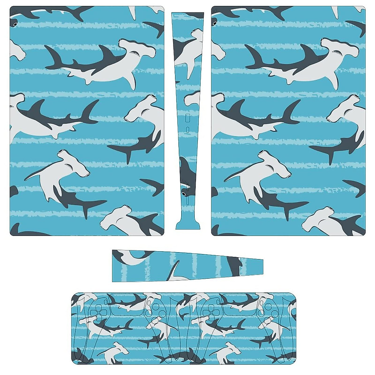 Hammerhead Shark Pattern Full Protective Skin Cover Design Wrap Decal Sticker Compatible with PS5 Digital Edition Console and Controller