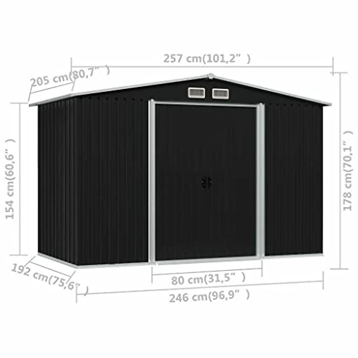 Garden Storage Shed Anthracite Steel Outdoor Garage Building House