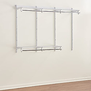Rubbermaid Configurations Classic Closet Kit, White, 3-6 Ft, Wire Shelving Kit with Expandable Shelving and Telescoping Rods & Configurations Pants Rack, Holds 7 Pairs of Pants, Non-Slip