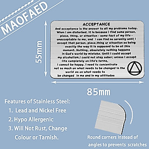 MAOFAED Greeting Card - AA Recovery Wallet Card for Alcoholics Anonymous, Sobriety Gift for New Beginnings, Stainless Steel, 55mm*85mm