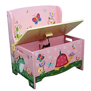 Fantasy Fields Magic Garden Kids Toy Box with Bench Seat, Toy Storage Chest for Kids, Pink