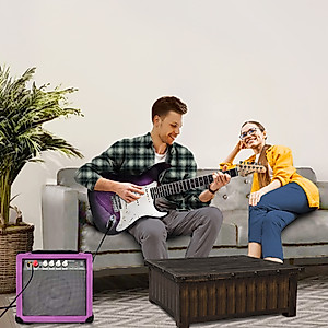 Purple Electric Guitar Beginner Kit Full Size 39 Inch Set Includes Tremolo Guitar, 20W Amplifier 3 Picks, Shoulder Strap, Tuner, Bag Case