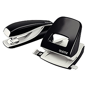 Leitz Hole Punch, 30 Sheets, Guide Bar with Format Markings, Metal, NeXXt Range, 50080095 - Black