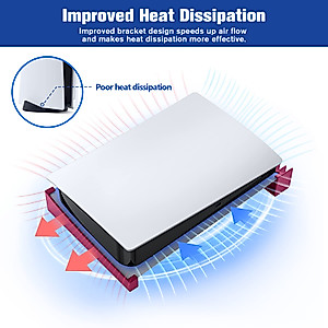 BSOON PS5 Accessories Horizontal Stand, PS5 Base Stand for PS5 Games & PS5 Console with 16 Game Disc Slots, Compatible with Playstation 5 Disc & Digital Editions, Minimalist Design (Red)