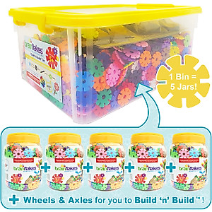 Brain Flakes 2500 Piece Build 'n' Build Kit - A Creative and Educational Alternative to Building Blocks - Wheel Pieces and Special Parts Included - A Great Stem Toy for Both Boys and Girls