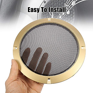 X AUTOHAUX 2pcs 6.5" Gold Tone Car Audio Speaker Cover Mesh Subwoofer Grill Horn Glossy Guard Protector