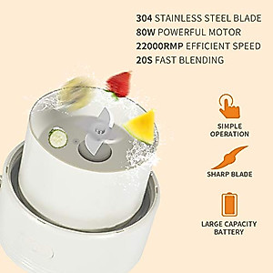 Portable Blender for Juice, Personal Size Blender Cup for Shakes and Smoothies Juicer Cup with USB Rechargeable Mini Blender 300ML 10oz Personal Blender for Home Travel Office Outdoor