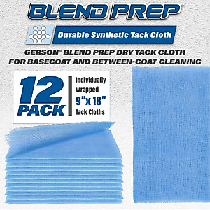 GERSON 12 Blend Prep Dry Tack Cloths 12 Pack - Tack Cloth for Removing Dust, Durable, 9"x18"