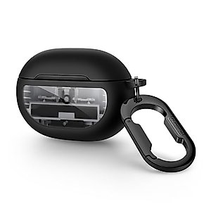 SURITCH Case for Beats Studio Buds 2021, Studio Buds+ Plus 2023 Protective Case Cover with Carabiner Keychain, Skin-Friendly TPU Shockproof Protector for Earbuds Charging Case Accessories, Black