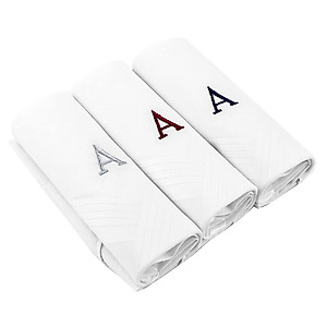 Handkerchiefs for Men, 3 Piece Set Cotton Hanky, Monogrammed, Initial Handkerchiefs, Pocket Square For Men