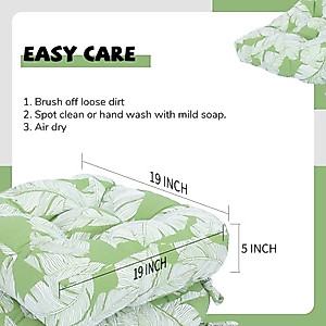 RACLVAY Outdoor Chair Cushions, Outdoor Cushions 19x19 inch, Patio Chair Cushions Seat Pads, Indoor Full-Length Ties for Non-Slip Support, Plump Filling, Premium Thick Fiber, Set of 2, Green