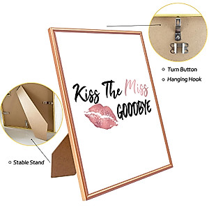 Y_Bong Bachelorette Party Decorations - Framed Kiss The Miss Goodbye Party Decor - 12''X16'' Rose Gold Bridal Shower Centerpiece Hen Night Games Party Supplies Gift