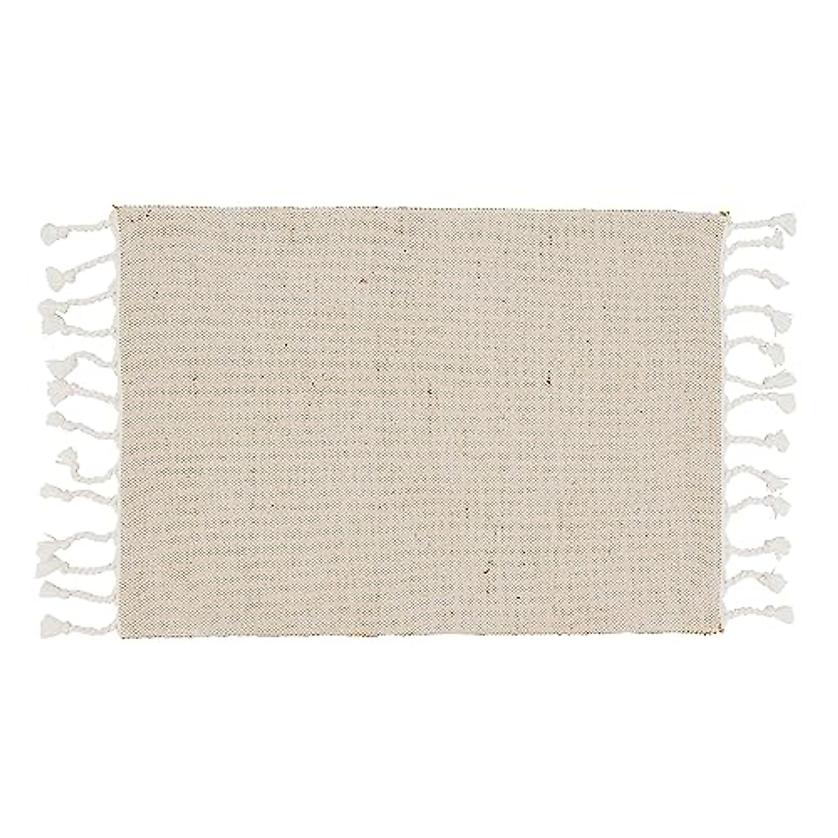 Saro Lifestyle Jute and Cotton Placemats with Tassel Borders (Set of 4), Natural, 14"x20"