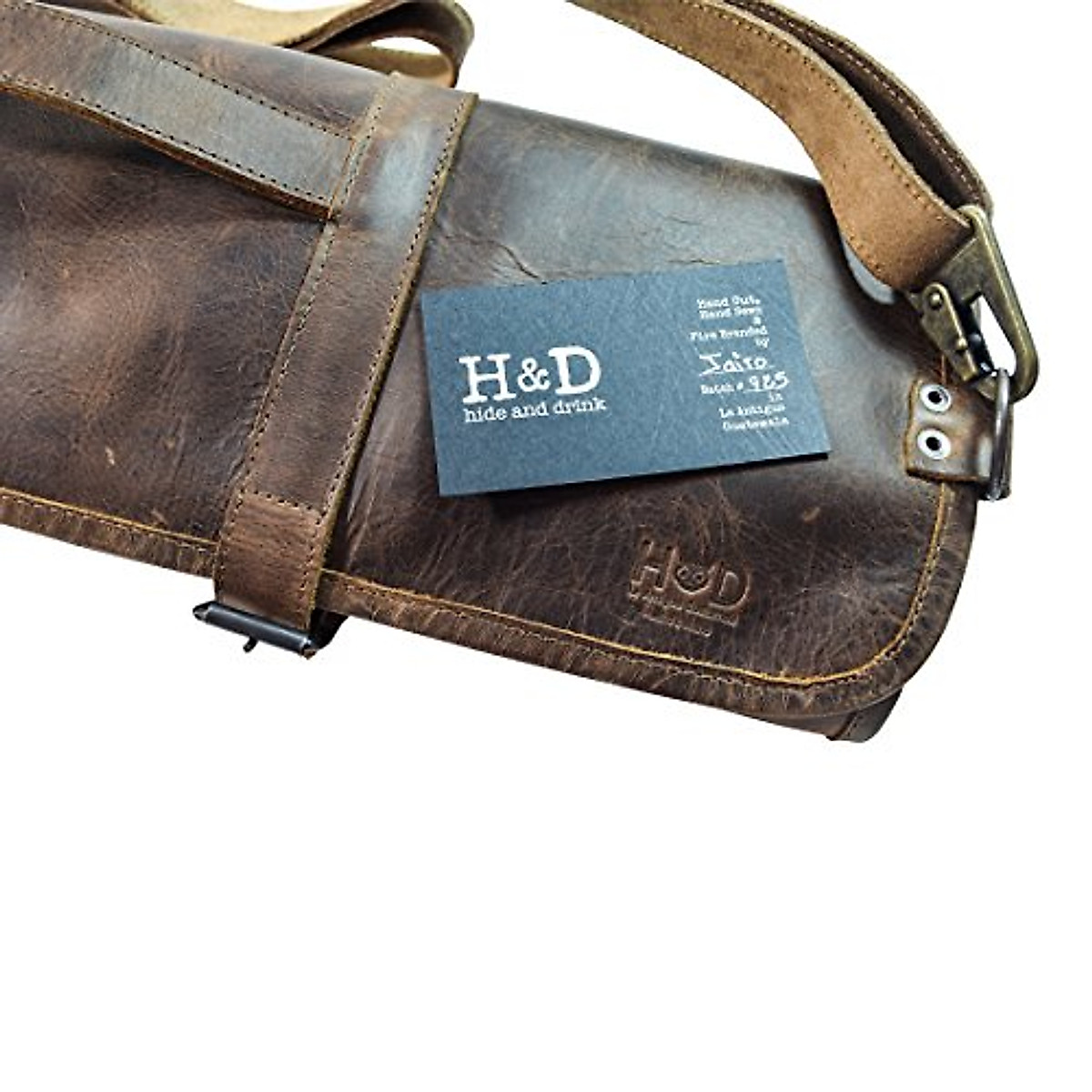 Hide & Drink, Durable Leather Knife Roll With Durable Water Resistant Canvas Lining (8 pockets) Handmade :: Bourbon Brown