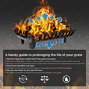 AGTEK Fireplace Grate 18 inch Cast Iron Fire Place Grates Heavy Duty Wood Stove Chimney Burning Rack Holder