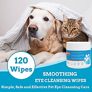 Tetesol Dog Cat Eye Wipes - 240ct Wet Pad Gentle Tear Stain Remover Wipes for Dogs Cats Horses - Non-Stinging Eye Irrigation Formula, Remove Dried Mucus, Discharge & Tear Stains