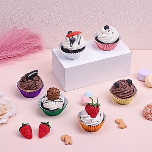 BAKHUK 500pcs Foil Cupcake Liner, Metallic Cupcake Liners - Standard Size 2 Inches Muffin Liners - 10 Colors Cupcake Wrappers for Weddings, Birthdays, Baby Showers, Party