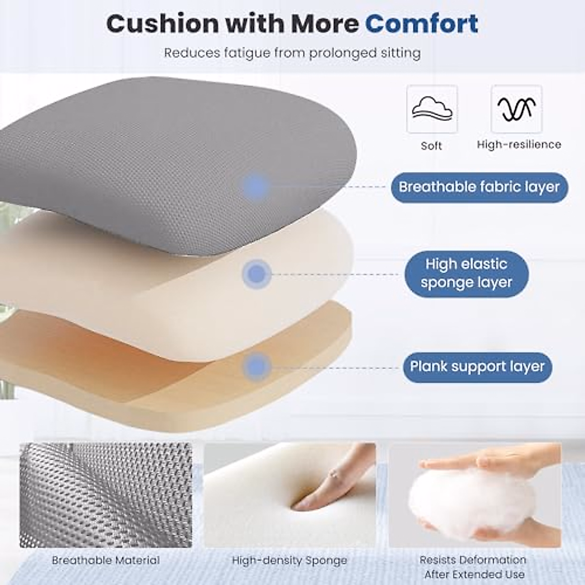 Razzor Ergonomic Office Chair, High Back Mesh Desk Chair with Lumbar Support and Adjustable Headrest, Computer Gaming Chair with Flip-up Armrests, Executive Swivel Chair for Home Office (LightGray)