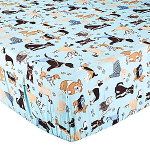 Crib Sheet - Fitted Crib Sheet Baby Sheet for Standard Crib and Toddler mattresses Nursery Bedding Sheet Crib Mattress Sheets for Boys and Girls 1 Pack Dog Toddler Sheet by UOMNY