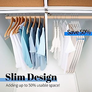 Smartor White Velvet Hangers 60 Pack, Space Saving Clothes Hangers with Tie Bar, Non-Slip Felt Hangers with Shoulder Notches, Heavy Duty Suit Hangers for Coat, Shirt, Pants, Dress