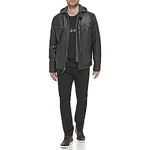 Calvin Klein Men’s Motorcycle Jacket With Removable Hoodie
