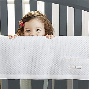 BreathableBaby Breathable Mesh Crib RailGuard Teething Cover — White — 51” Long Panel (1) — Fits Most Full-Size Cribs (Does Not Fit Mini Cribs) — Use with Coordinating Short Panels for Extra Coverage