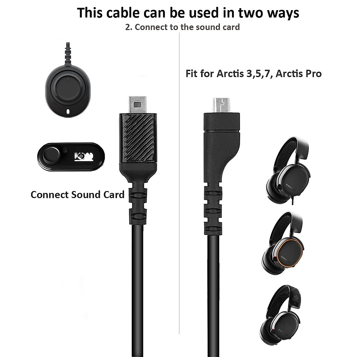LecLooc Replacement for Arctis Headset Cord, Replacement Audio Cord Compatible with Arctis 3, Arctis 5, Arctis 7, Arctis Pro Wireless, Sound Card ChatMix, Arctis Pro Gaming Headset