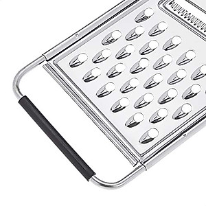 Amazon Basics Rectangular Stainless Steel Flat Cheese Grater with Non-Slip Handle and Base, Black (Previously AmazonCommercial brand)