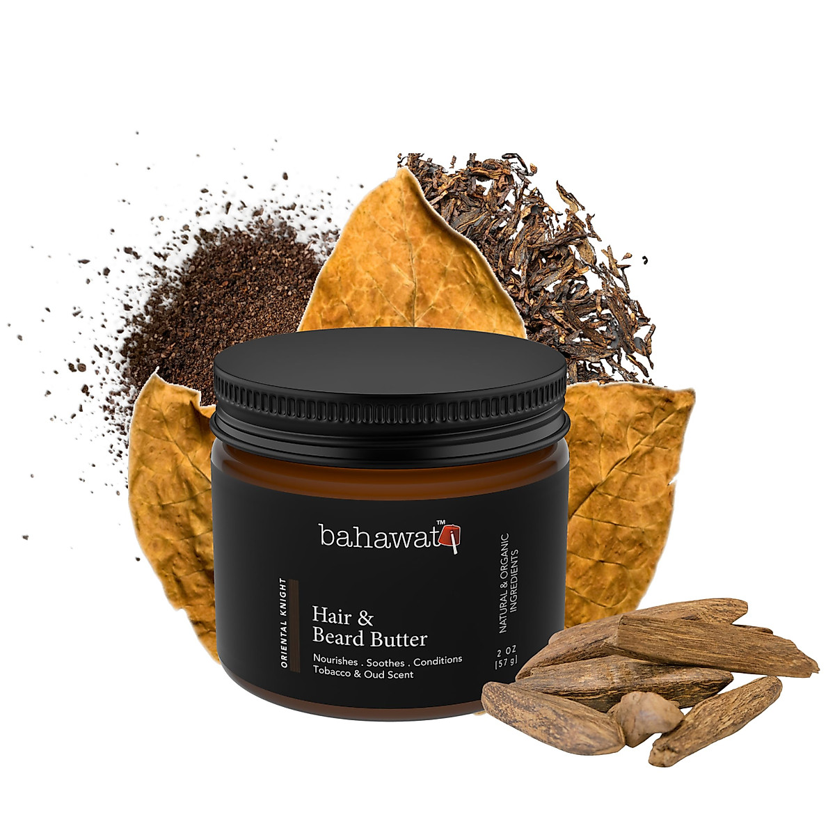 BAHAWAT Hair & Beard Butter for Men Leave-in Conditioner - Tobacco & Oud - Strengthen & Soften While Relieving Itch – Made in USA -Organic Natural Ingredients | The Best Beard Butter - 2 oz.