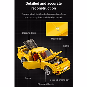 dOMOb Mazda RX-7 FD3S Car Building Kit – Initial-D 25th Anniversary – Realistic Model 1:12 Simulated Build – 1655 pcs Blocks – CaDA Bricks Toys for 8+ Age Kids & Adults – for Boys, Hobbyist, Collector
