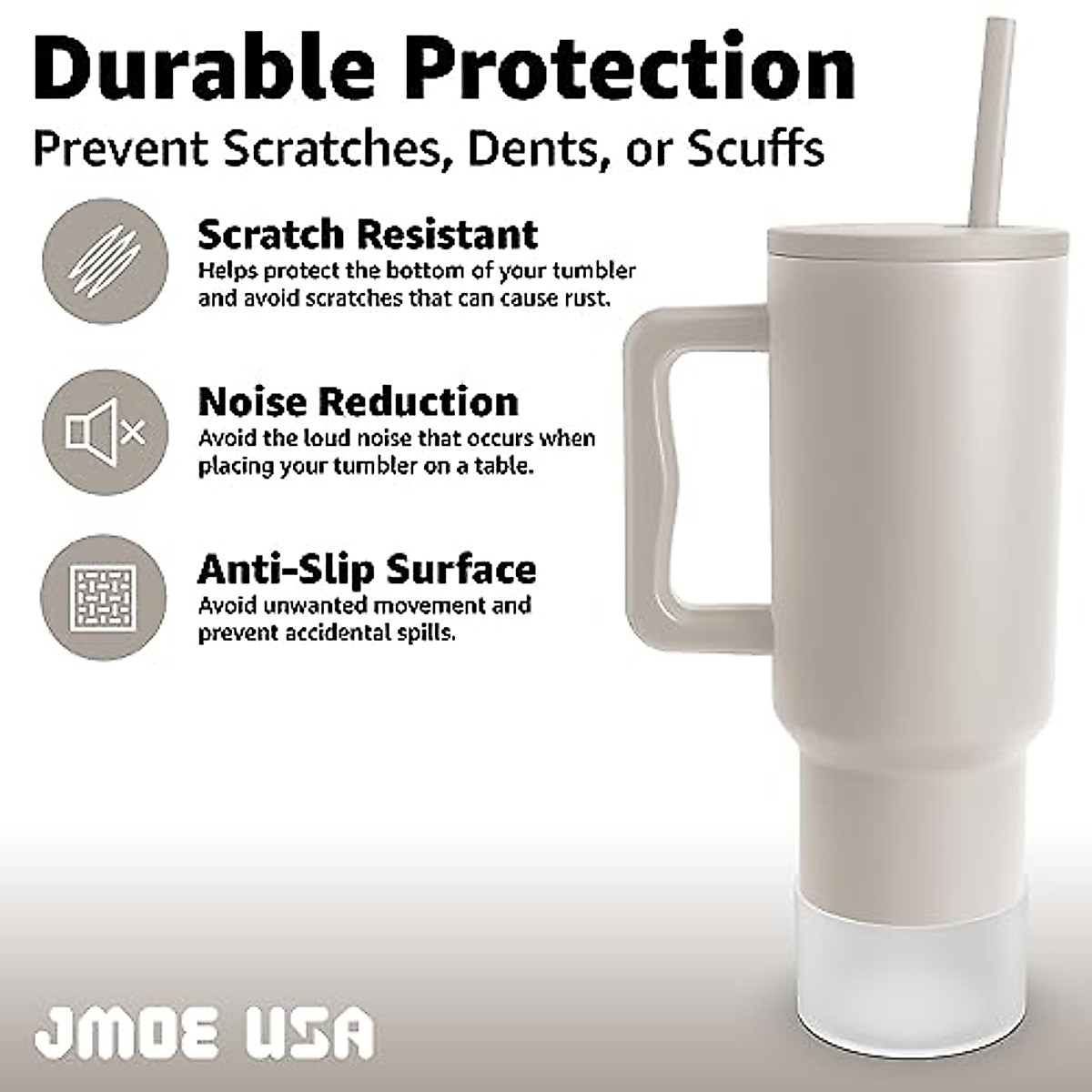 Jmoe USA 3-Pack Boot Sleeve Covers for Simple Modern 40oz & 30oz Trek Tumbler With Handle | Travel Mug | Protects Against Dents & Scratches | Protector for Bottom of Cup | Soft Silicone (Frosted)
