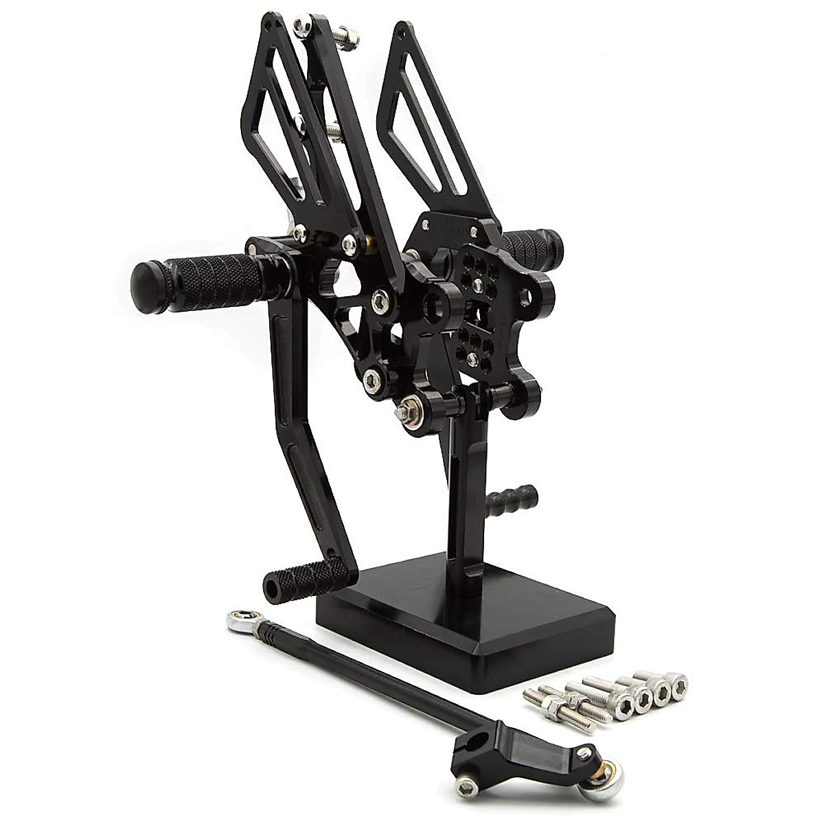 CNC Motorcycle Adjustable Rearsets Foot Pegs Rear Set Footpeg Brake Shift Pedal Compatible with Ninja ZX12R ZX-12R 2000 2001 Black