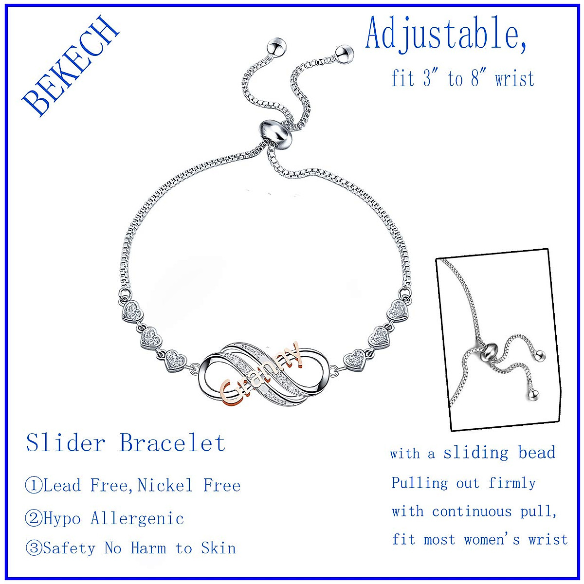 BEKECH Granny Gift Granny Adjustable Bracelet Gift for Granny from Granddaughter Grandson Granny Birthday Gift Mother’s Day Gift for Granny Nana (granny silver)