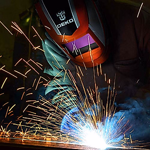 DEKOPRO Welding Helmet Auto Darkening Solar Powered wide viewing field Professional Hood with Wide Lens Adjustable Shade Range 4/9-13 for Mig Tig Arc Weld Grinding Welder Mask