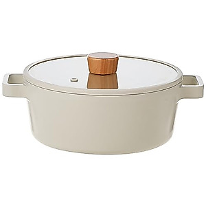NEOFLAM FIKA Stock Pot for Stovetops and Induction | Wood Handle and Glass Lid | Made in Korea (8.5" / 2.7 qt)