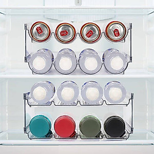 Water Bottle Organizer for Cabinet, 3 Packs Stackable Plastic Water Bottle Storage Holder, Wine Drink Racks for Kitchen Fridge Pantry Refrigerator,Cup Tumbler Organization Shelf- Clear