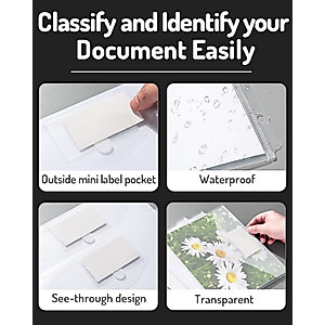 Forvencer Binder Pocket, 10 Pack Super Heavyweight Poly Binder Pocket with Hook and Loop Closure, Binder Folders Side Loading, 3 Ring Binder Pocket, Letter Size, Clear