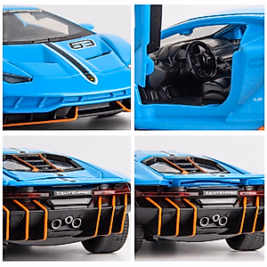 BDTCTK Compatible for 1:32 Lamborghini LP770 Model Car, Zinc Alloy Pull Back Toy Car with Sound and Light for Kids Boy Girl Blue