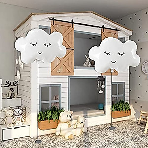4 Pieces White Cloud Mylar Foil Balloons Smiling Face Balloons Party Supplies for Baby Shower Themed Party Wedding Engagement Decorations