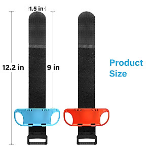 JoyHood 2 Pack Wrist Band Straps compatible with Dance Game 2022 2021 2020 2019 & Zumba Burn It Up for Switch/Switch OLED Joy-Con, Adjustable Elastic Strap Switch Controller Accessories (Red & Blue)