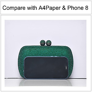 Evening Handbag with Full Rhinestone Bling Crystal Clutch Bag for Women Formal Evening Party Graduation Wedding Promp (DarkGreen)
