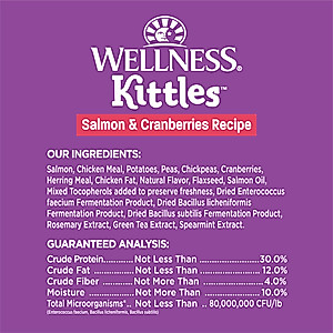 Wellness Kittles Natural Grain Free Cat Treats, Salmon & Cranberries, 6-Ounce Bag (Pack of 2)