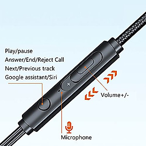 Holiper Dual Driver Wired Headphones with Mic, HD Sound Bass Boosted Ear Buds, Anti-Tangle Braided Cord