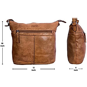 Leather Sling Bag for Women - Washed Leather Crossbody Bag Vintage Travel Shoulder Purse Handbag for Girls