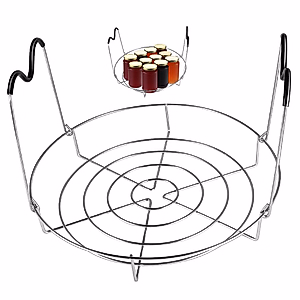 Picowe 11.7inch Canning Rack, Stainless Steel Steamer Canning Jar Rack with Silicone Handle, Canner Rack Canning Supplies Kit for Regular Wide Mouth Mason Jars Ball Jars(1 Pack)