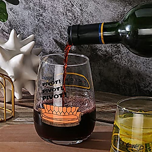 PSZEZNZ Friends tv Show Merchandise-Friends TV Show Wine Gifts for Women-Set of 4 Funny Wine Glasses 17oz-Stemless Glasses Housewarming Gift