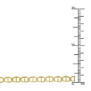 IcedTime 10K Yellow Gold Solid Flat Mariner Chain 4.5mm Wide Link Bracelet with Lobster Claw Clasp 7 inches long