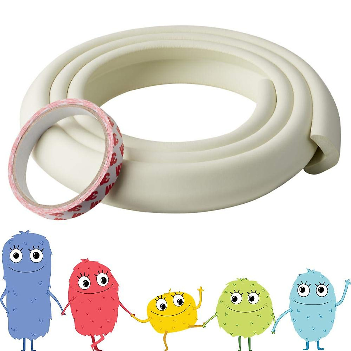 Toddleroo by North States Foam Edge Protector | Add Safety Around Wood, Glass or Stone Edges with Impact Absorbing Foam Protector | Baby Proof with Confidence (79" Roll, White)