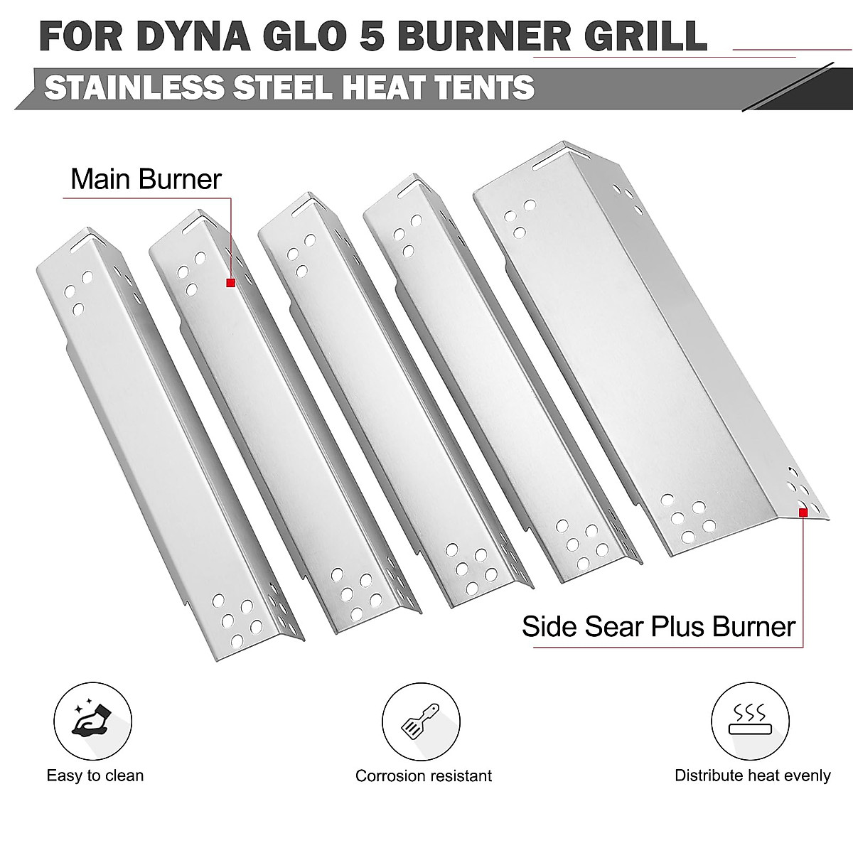 DGH474CRP Replacement Heat Tent Grates Grill Parts for Dyna Glo Grill Parts 70-02-411 Dyna glo DGH474CRP-D DGH474CRN-D Replacement Parts Grates Side Sear Plus Burner Heat Plates 70-02-412 Heat Shield